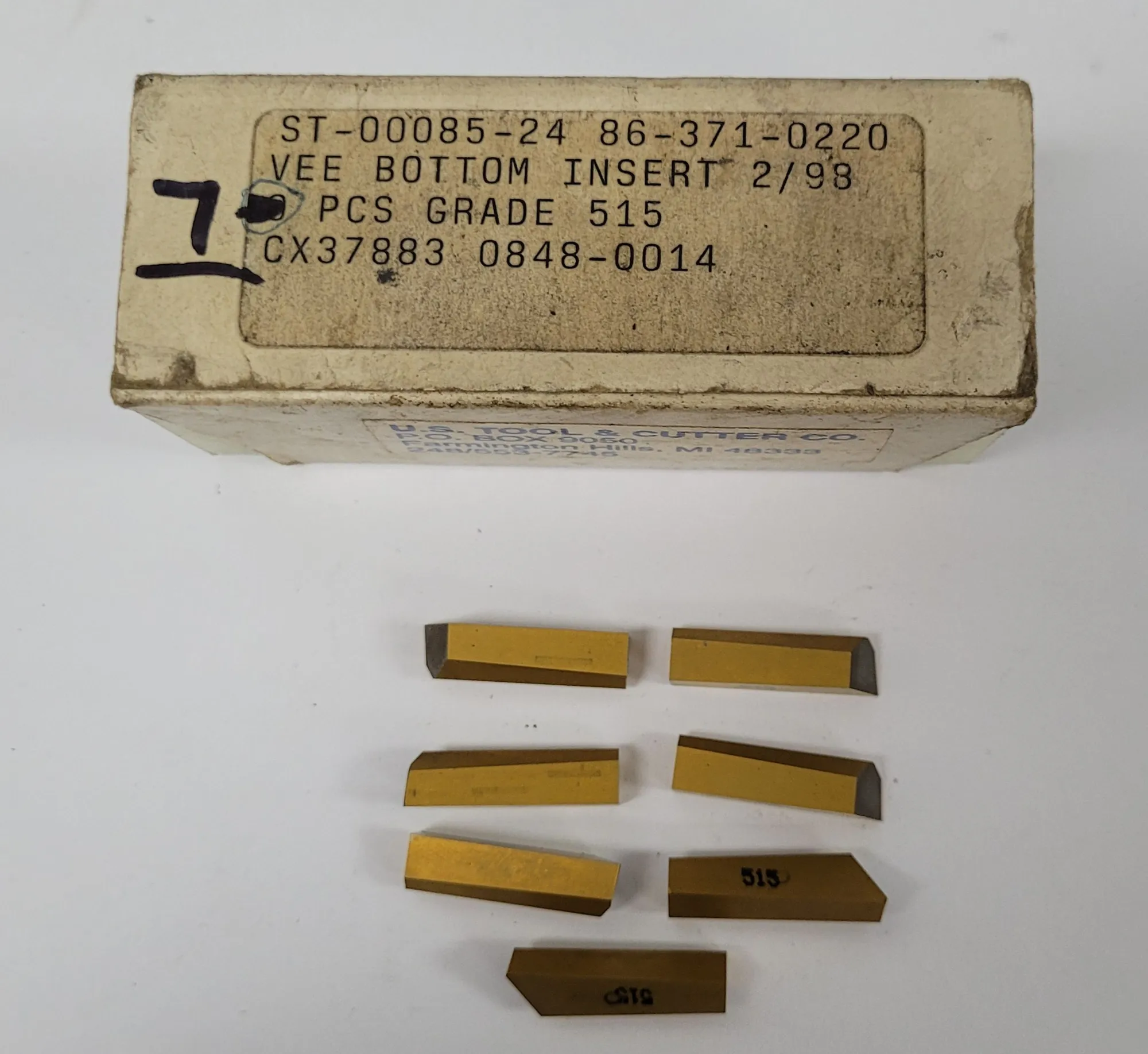 US TOOL & CUTTER CO ST-00085-24 86-371-0220 VEE BOTTOM INSERT (7PC) For ...
