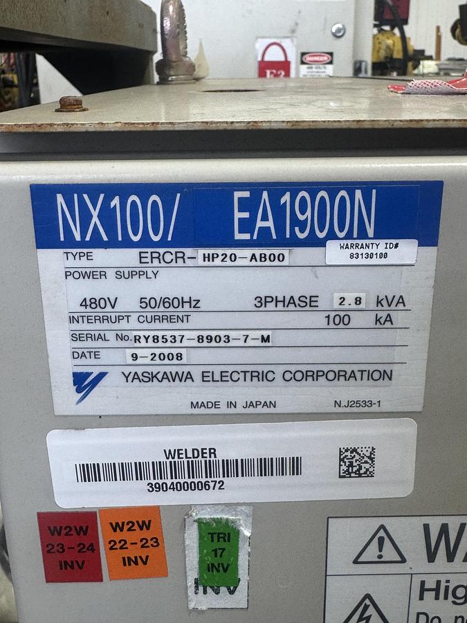 2008 YASKAWA MOTOMAN EA1900N WELDING ROBOT, 3KG PAYLOAD, 1904MM REACH ...